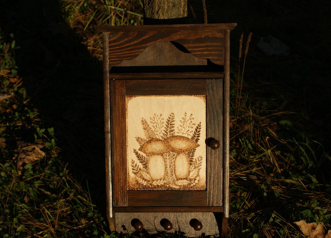 Rustic Forest Key Box, Wall Key Hanger, Wooden Key Cabinet, Rustic Box ...