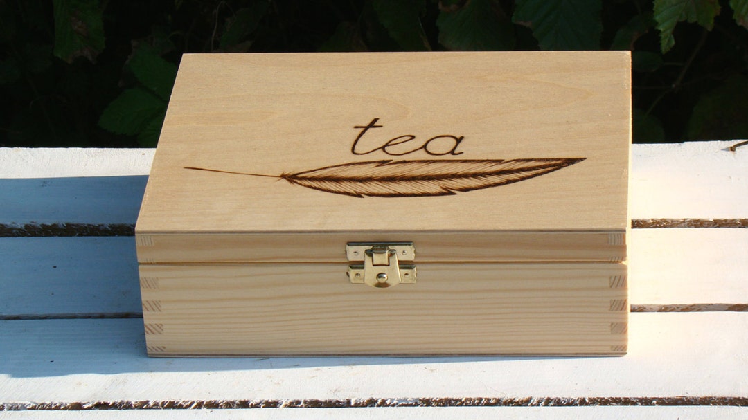 Wooden Tea Box, Tea Box, Rustic Tea Box, Scandinavian Tea Organizer ...