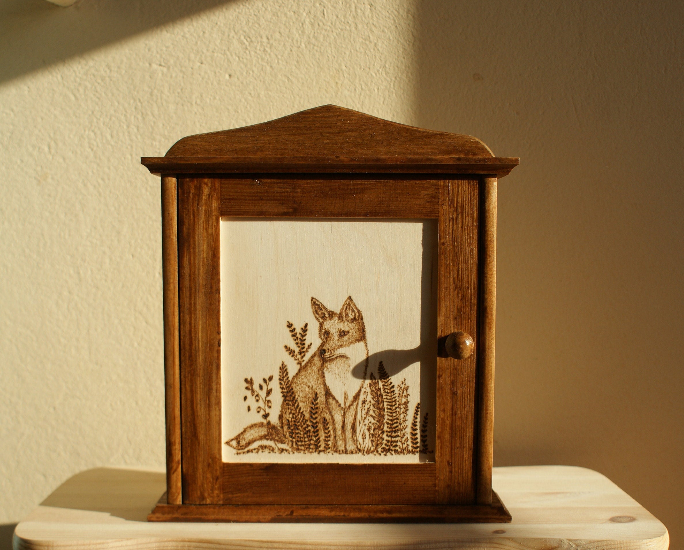 Wooden Key Box, Wooden Key Organizer, Rustic Key Box, Key Hanger, Fox ...