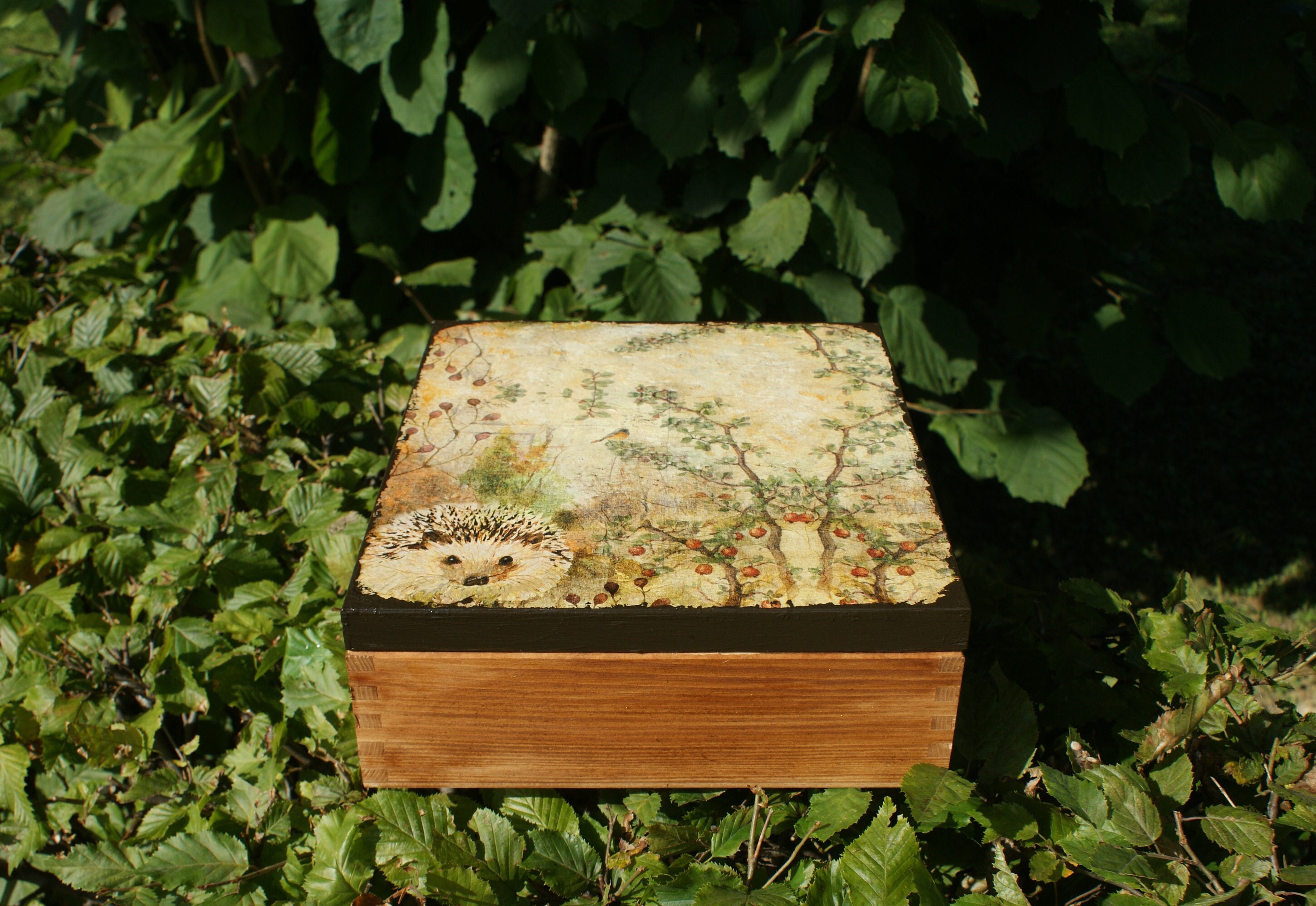 Wooden Tea Box, Tea Box Wood, Decoupage Box With 9 Compartments ...