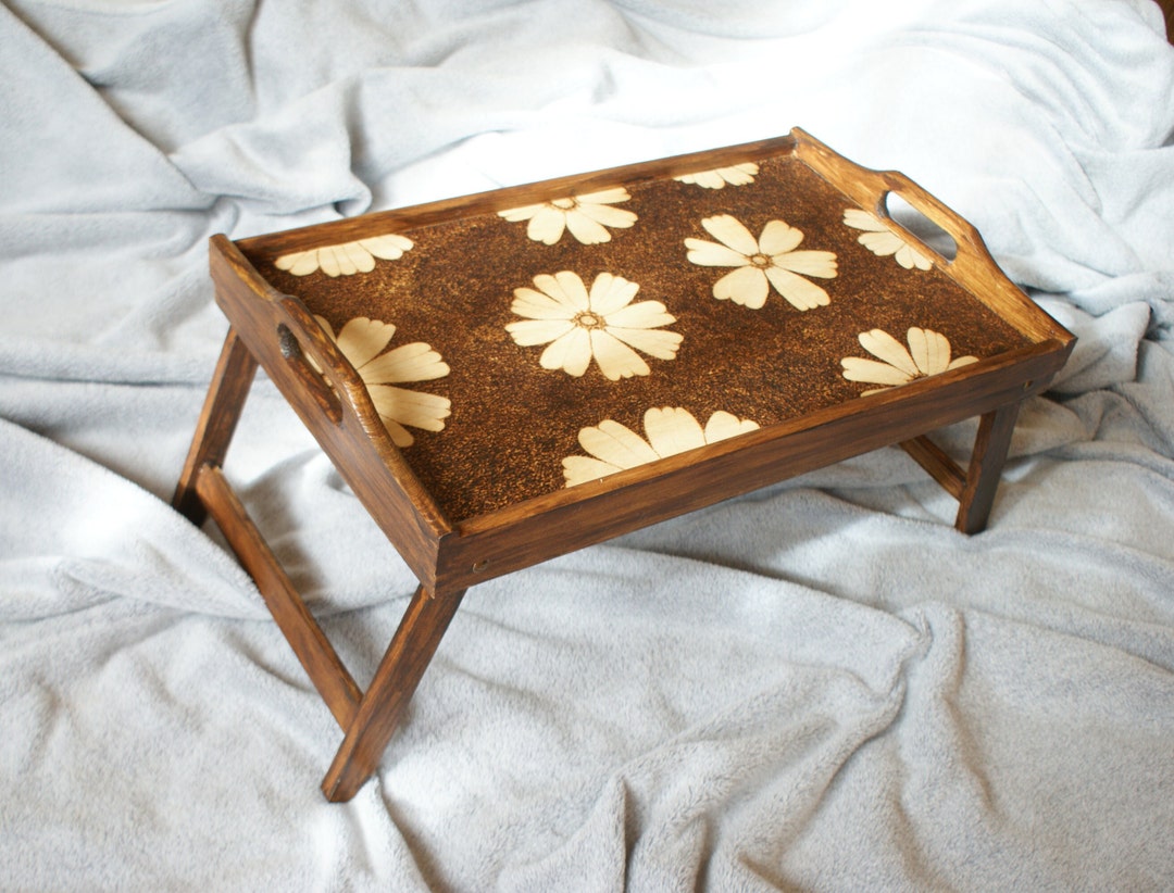 Breakfast Tray With Legs, Wooden Tray, Rustic Tray, Bed Tray, Breakfast ...