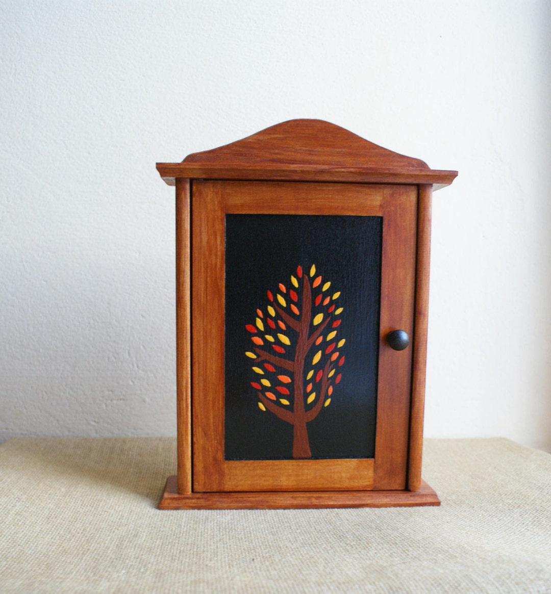 Autumn Wooden Key Box, Wooden Key Holder, Wall Key Hanger, Wooden Key ...