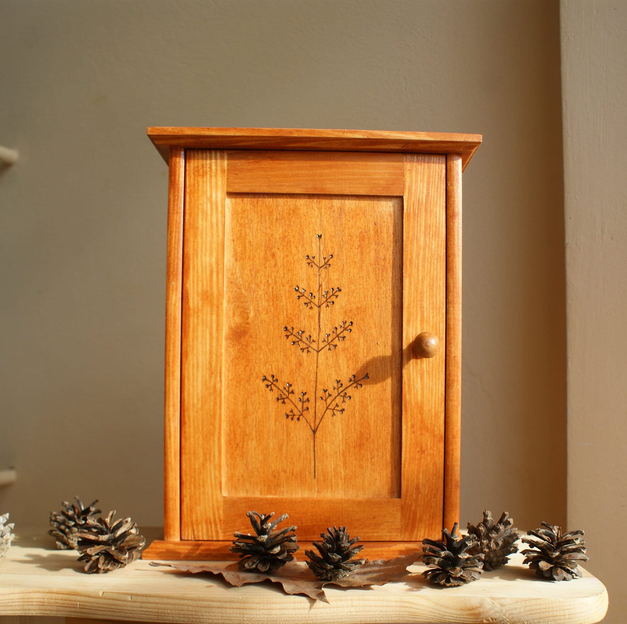 Rustic Key Box, Wooden Key Organizer, Leaf Key Cabinet, Wall Key Hanger ...