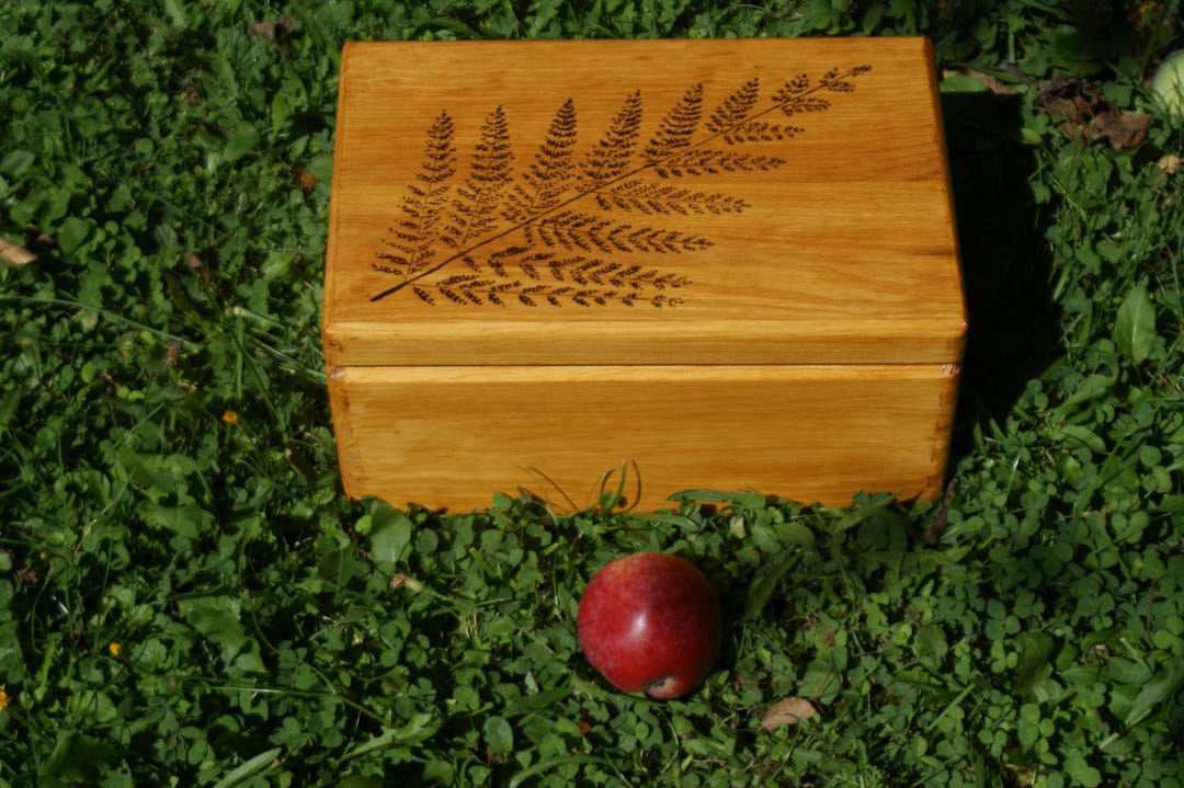 Rustic Memory Box, Forest Keepsake Box, Fern Wooden Box, Leaf Rustic ...