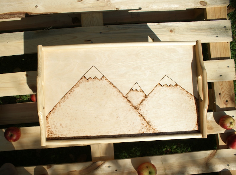 Wooden Tray With Legs Folded Tray Mountain Tray Rustic Tray - Etsy