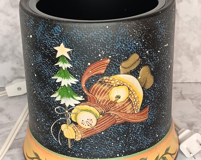 Electric Crock Jar Candle Warmer Snowman Xmas TREE FARMHOUSE PRIMITIVE ...