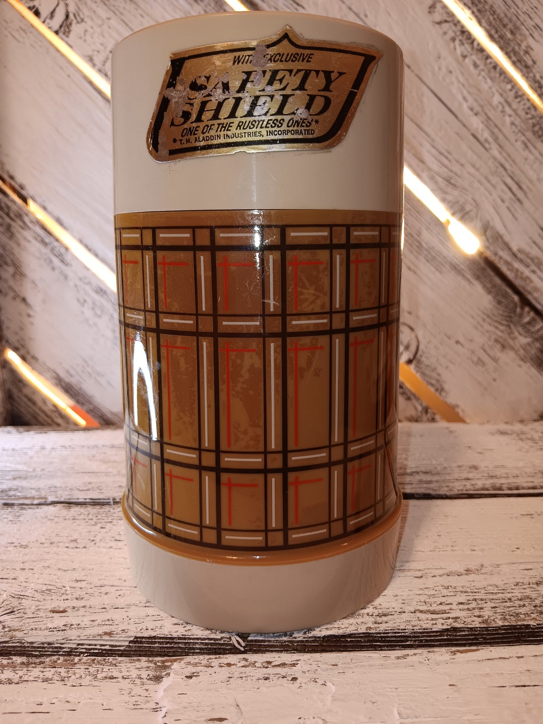 ALADDIN BROWN PLAID Thermos 1 Pint - Etsy