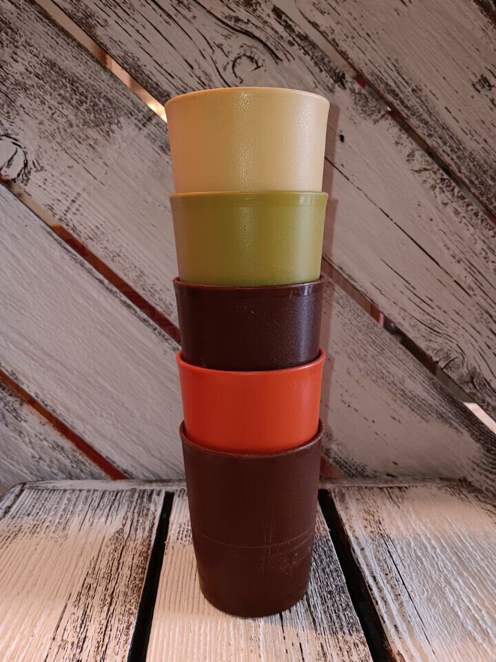 Tupperware 1251 Tumblers ~ Harvest Colors ~ VTG Orange Yellow Green ...