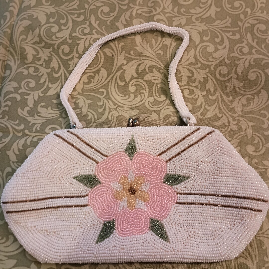 Pristine Vintage 1960s Delill Handbag Clutch Purse Pretty Flower Design ...