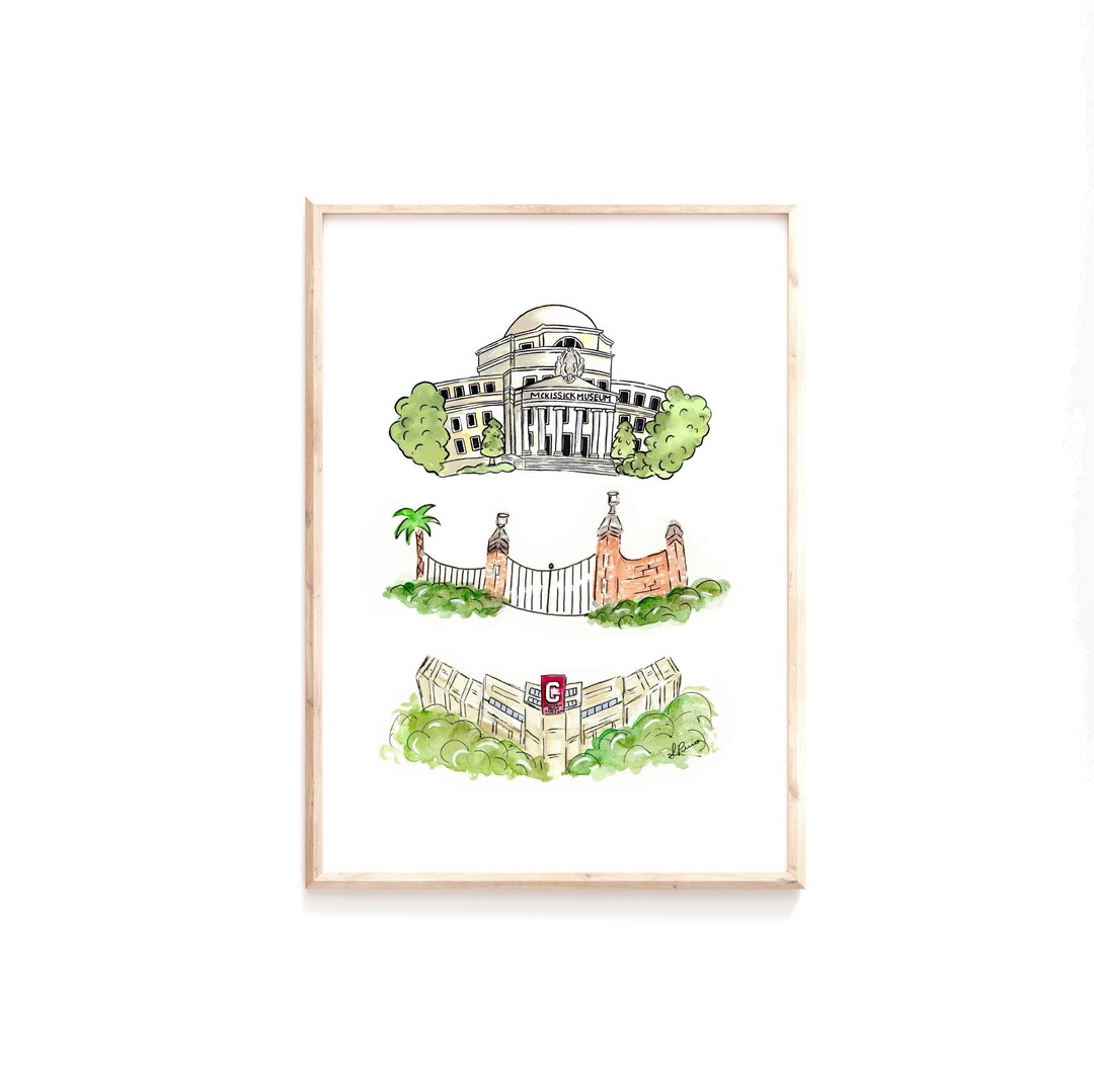 USC Gamecocks Vertical Landmark Art Original Watercolor Painting ...