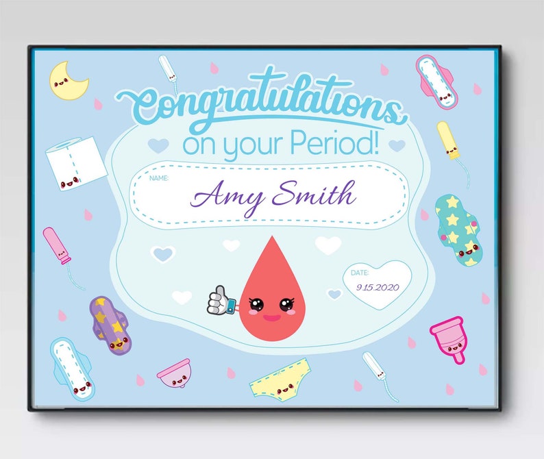 Congratulations on Your Period! Certificate - 8.5 X 11 (PDF Download ...