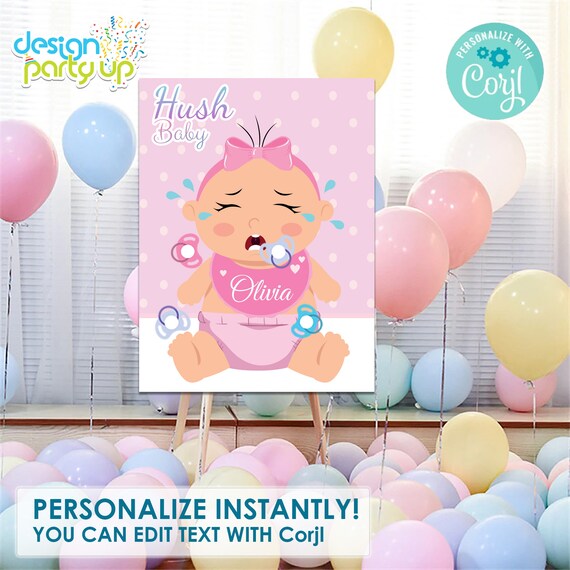 Pin the Pacifier on the Crying Baby Game Poster 18 | Etsy