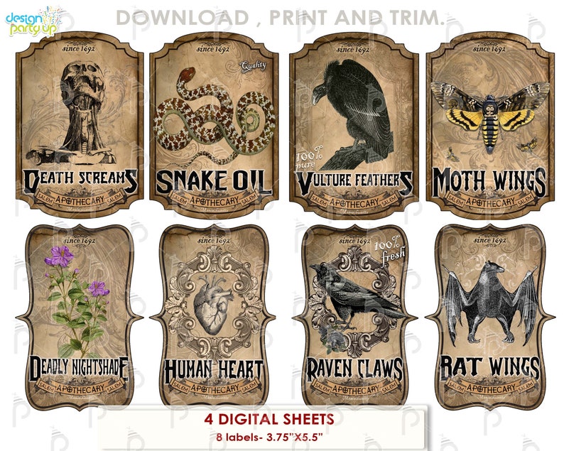 Apothecary Potion Poison Bottle Labels Potion Jar Labels - Etsy