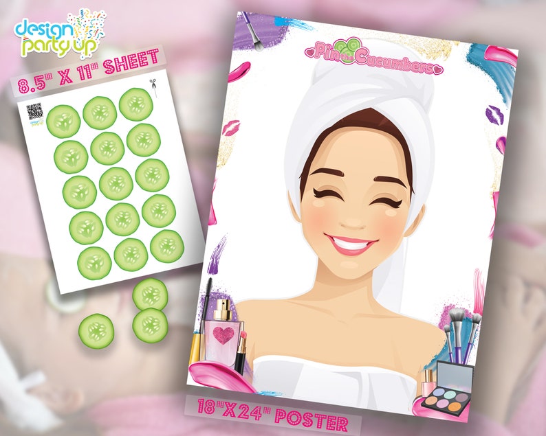 Pin the Cucumbers Spa Game Poster - Makeup, Spa, Salon and Beauty Party ...