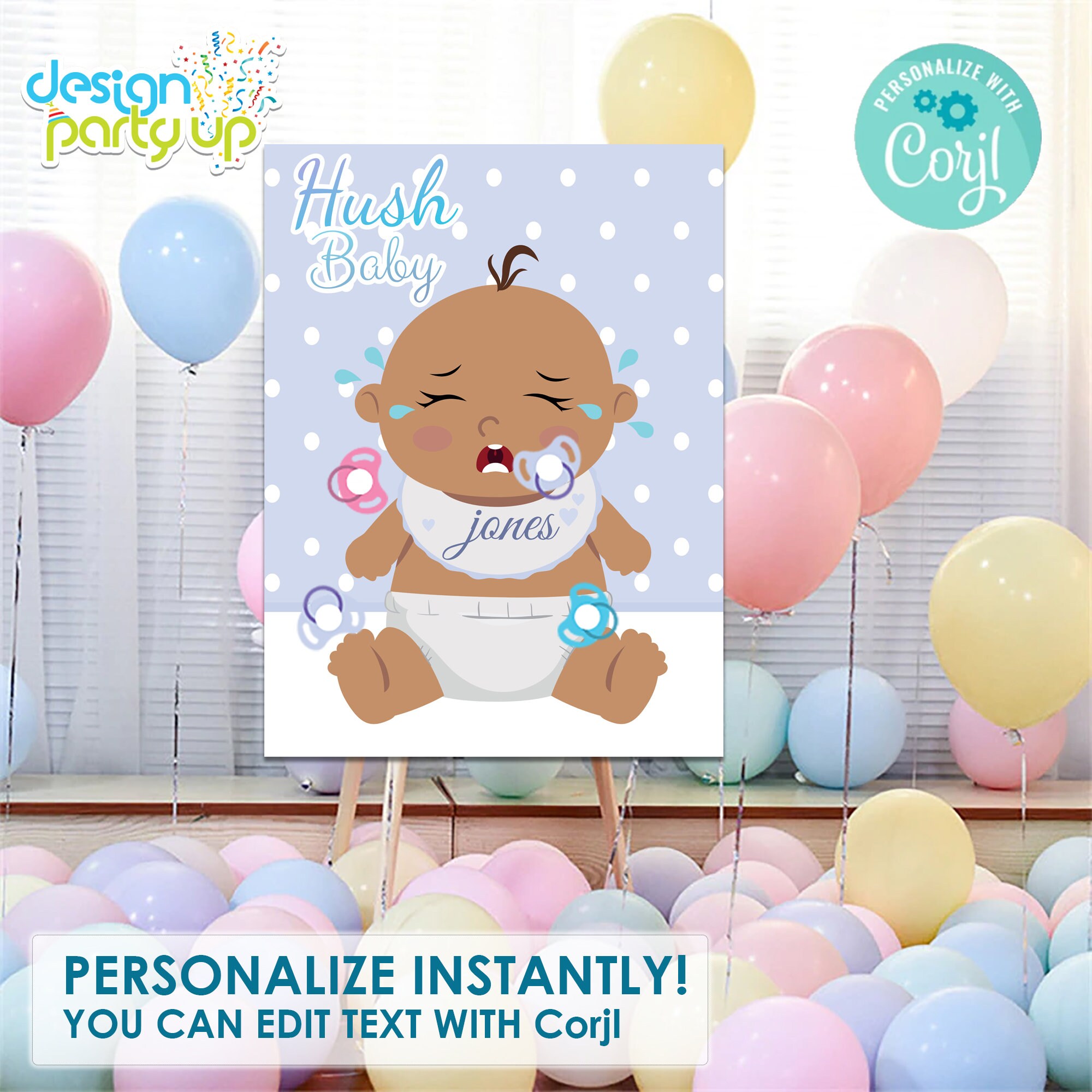 Pin the Pacifier on the Crying Baby Game Poster 18 - Etsy