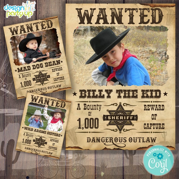 WANTED Cowboy Poster 8.5 X11 11x17 - Etsy