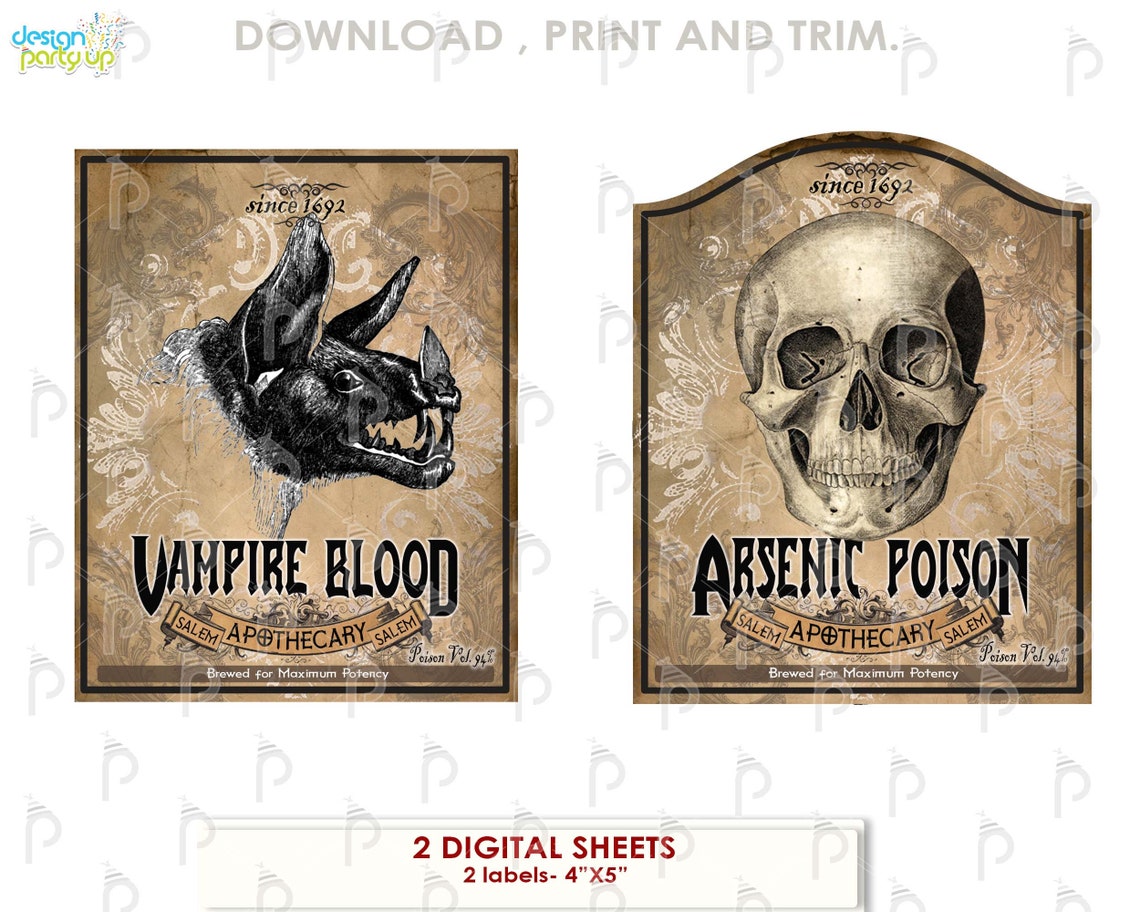 Apothecary Potion Poison Bottle Labels Potion Jar Labels - Etsy