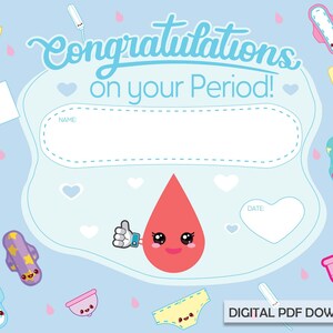 Congratulations on Your Period! Certificate - 8.5 X 11 (PDF Download ...