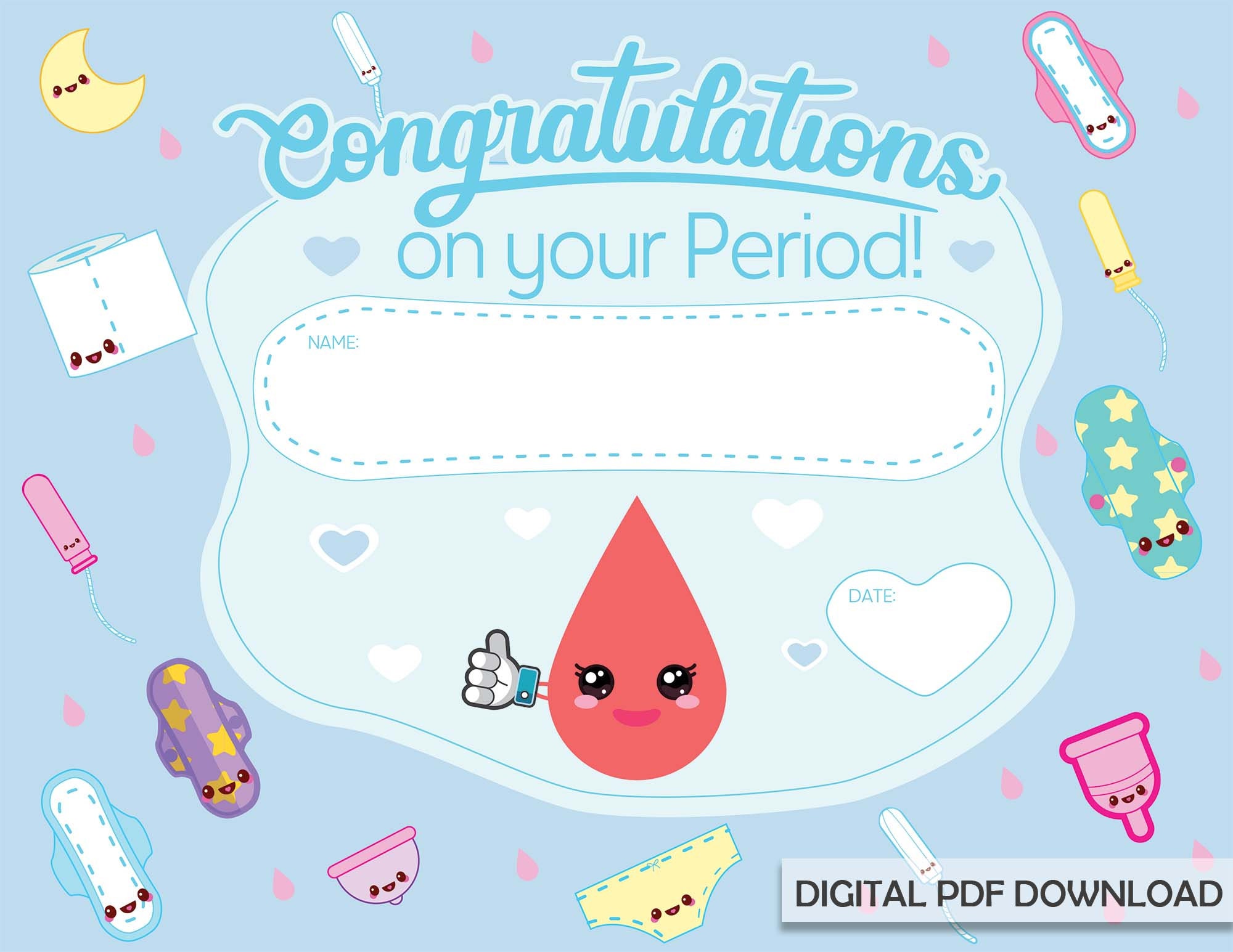 Congratulations on Your Period! Certificate - 8.5 X 11 (PDF Download ...