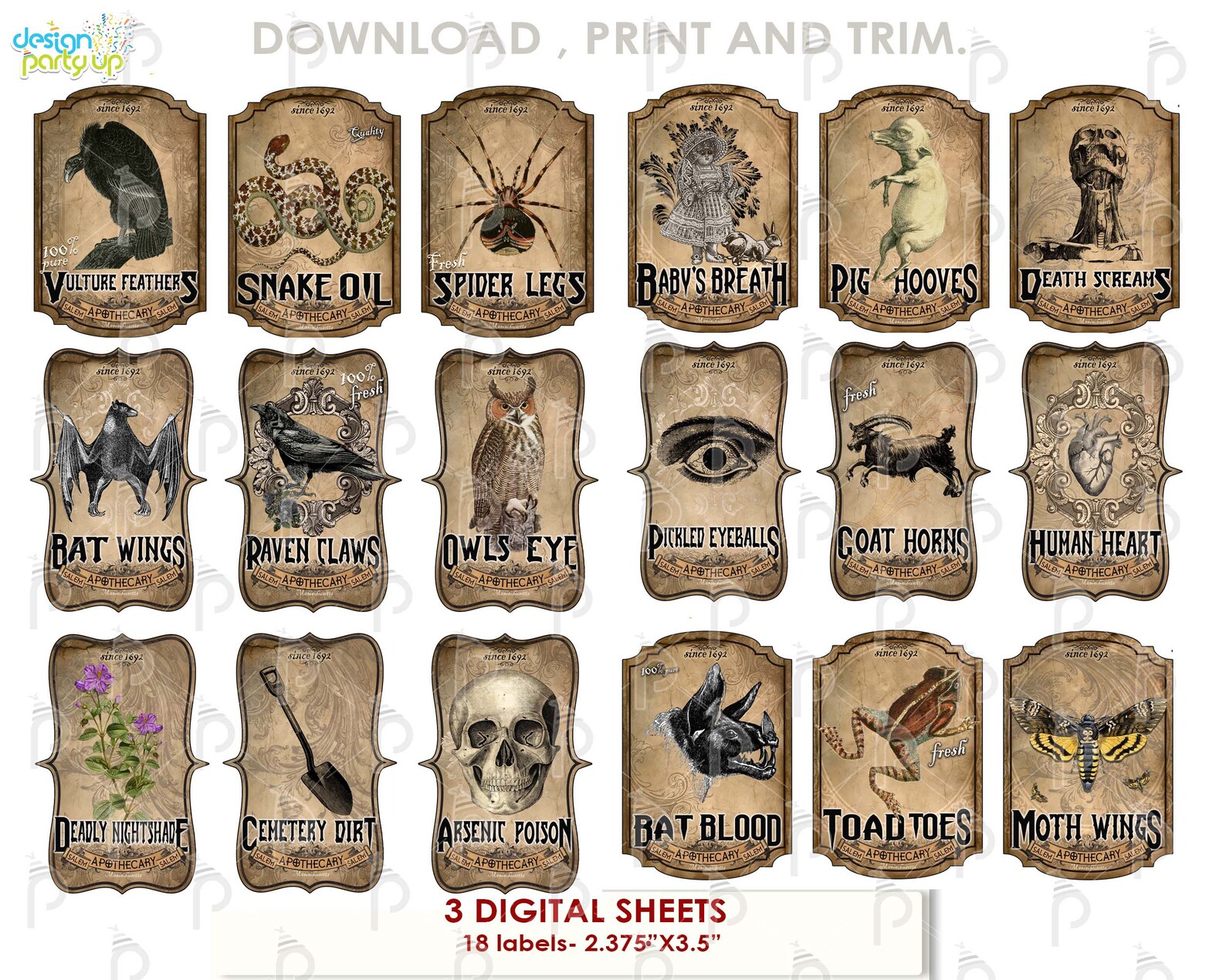 Apothecary Potion Poison Bottle Labels Potion Jar Labels - Etsy