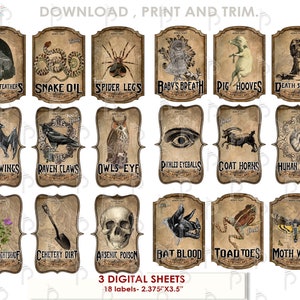 Apothecary Potion Poison Bottle Labels - Potion Jar Labels - Printable ...