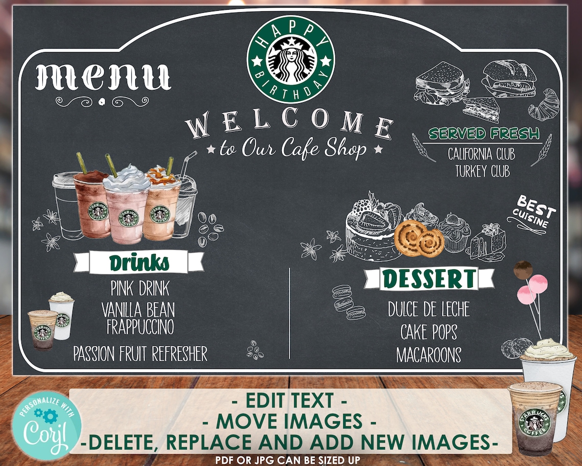 Cafe Shop Menu Board Poster: Chalkboard Style (36" X 24") - Etsy