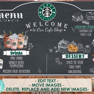 Starbucks Menu Coffee Board Café Shop Menu Board Poster 36 X24 - Etsy