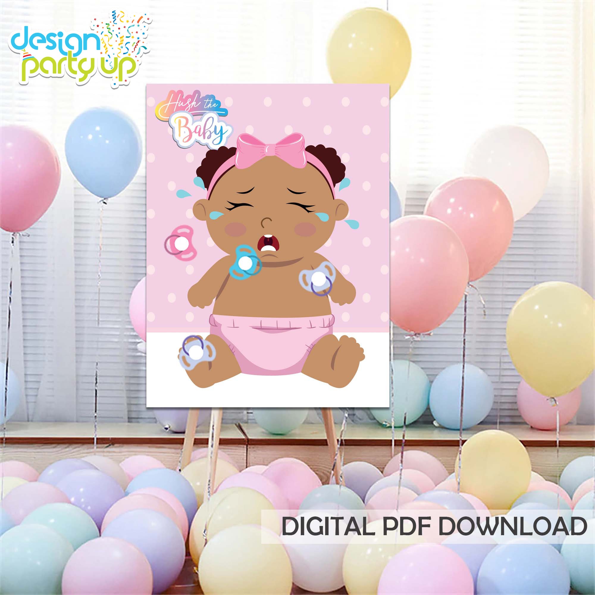 Pin the Pacifier on the Crying Baby Game Poster | Etsy