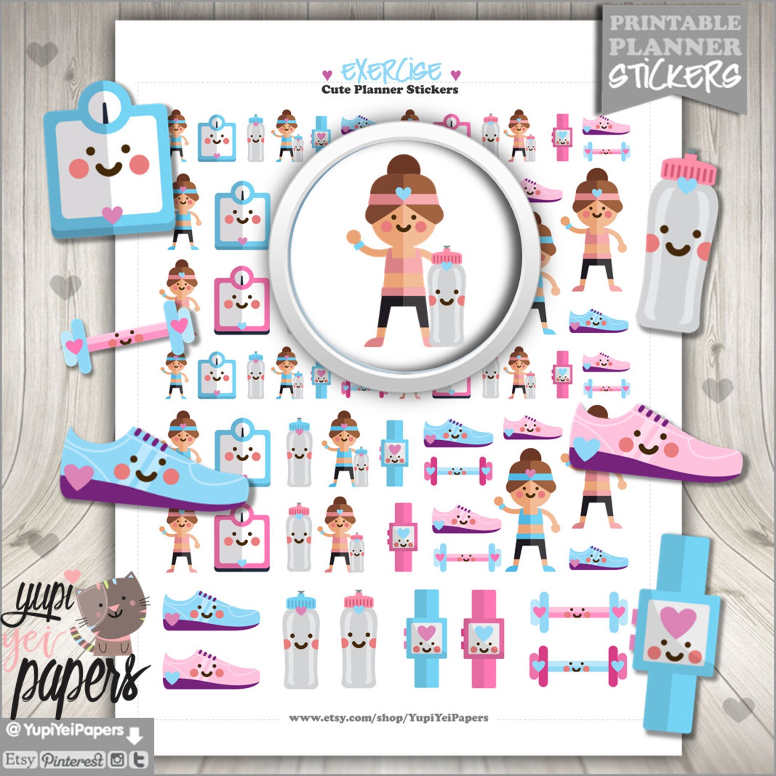 Exercise Stickers Planner Stickers Workout Stickers Planner | Etsy