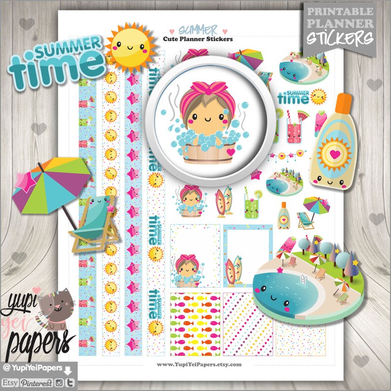 Summer Stickers Planner Stickers Pool Stickers Swimming - Etsy
