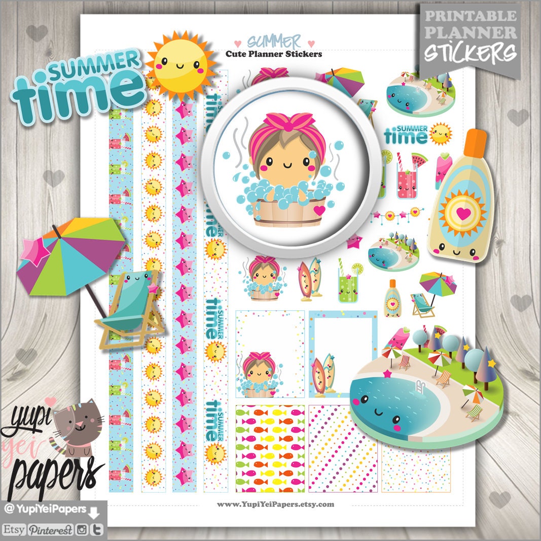Summer Stickers Planner Stickers Pool Stickers Swimming - Etsy