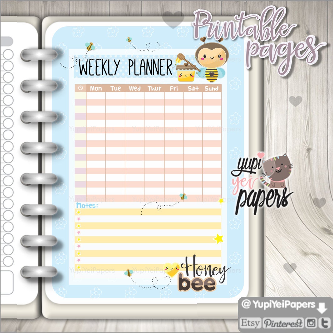 Bee Weekly Planner Spring Weekly Planner Digital Weekly | Etsy
