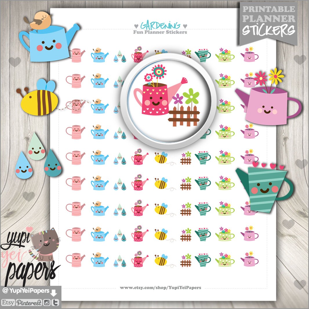 Garden Stickers Gardening Stickers Gardener Printable | Etsy