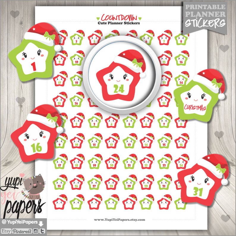 Christmas Stickers Countdown Stickers Christmas Countdown - Etsy
