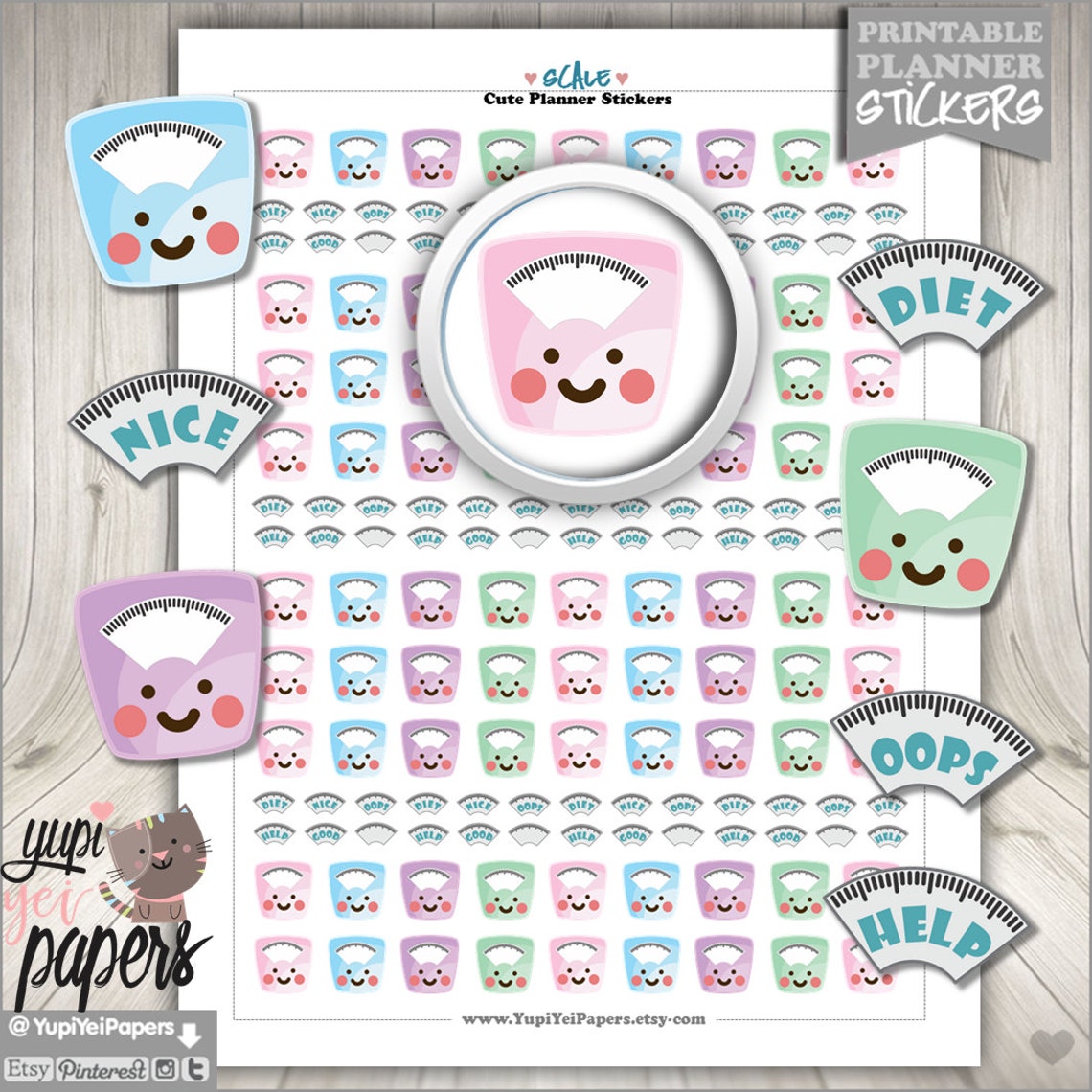 Scale Stickers Planner Stickers Weight Loss Use in Erin | Etsy