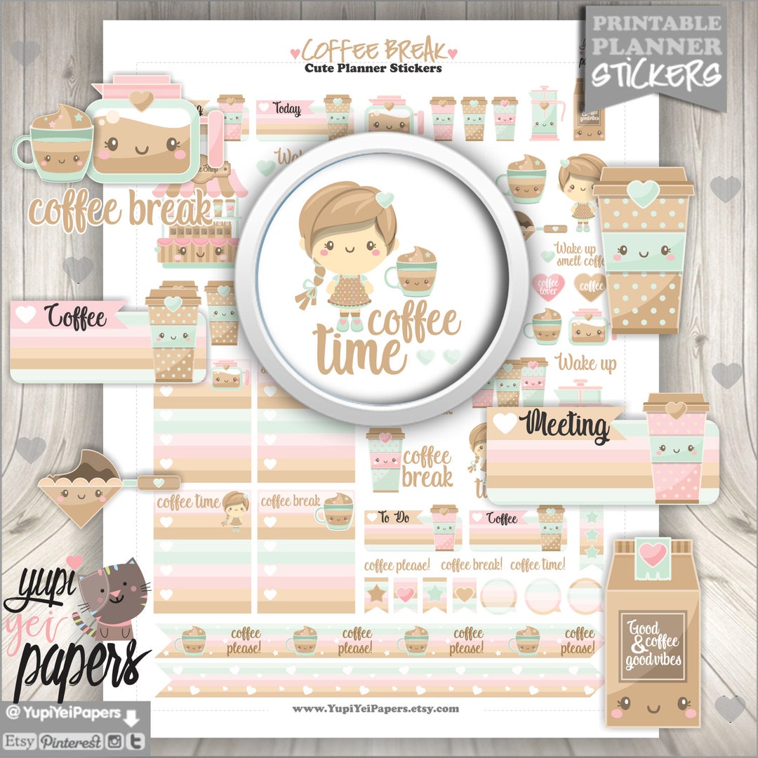 Coffee Stickers Coffee Digital Stickers Printable Stickers - Etsy