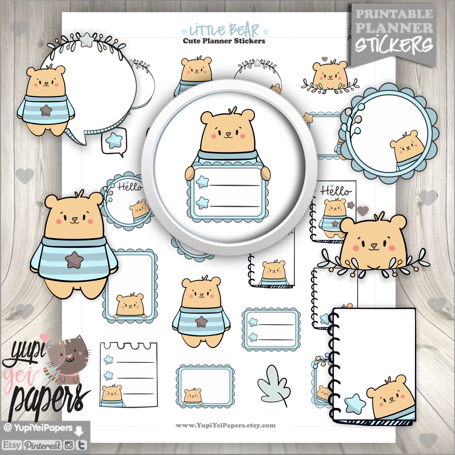 Bear Stickers Baby Bear Stickers Woodland Stickers Animal | Etsy