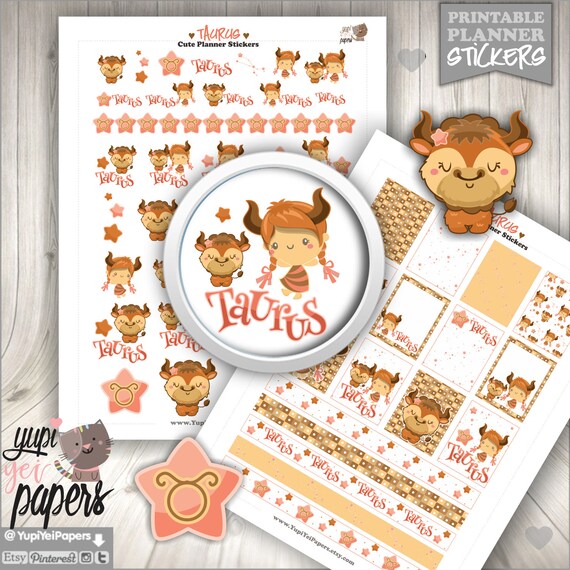 Taurus Stickers Digital Stickers Zodiac Stickers Printable | Etsy