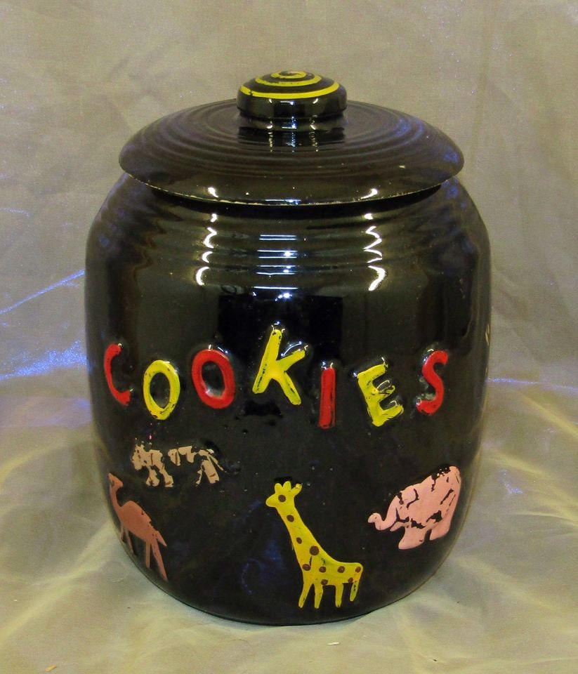 Mid Century Heavy Crockery Type Cookie Jar - Etsy