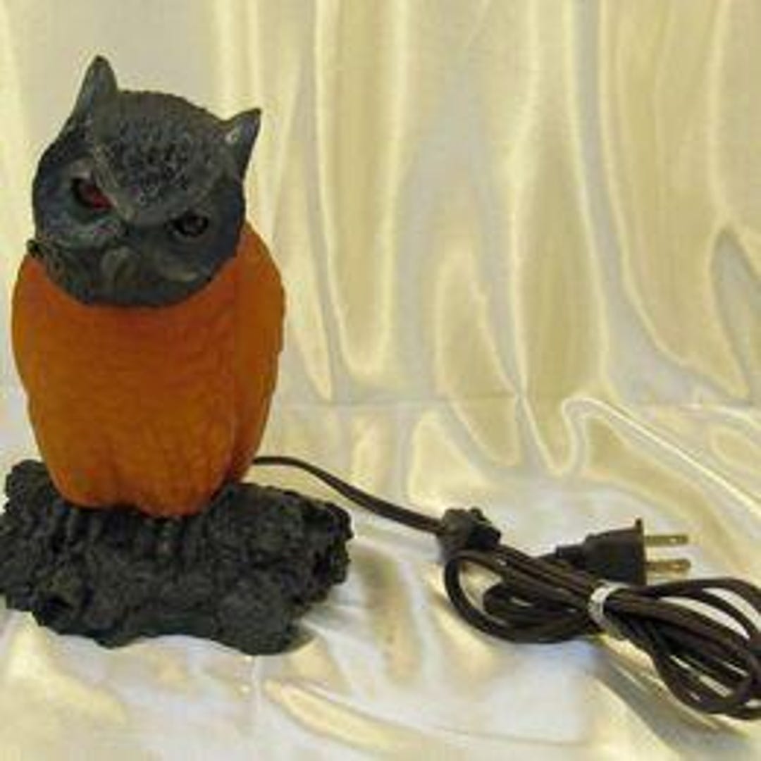 Vintage Amber Glass Owl Lamp - Etsy