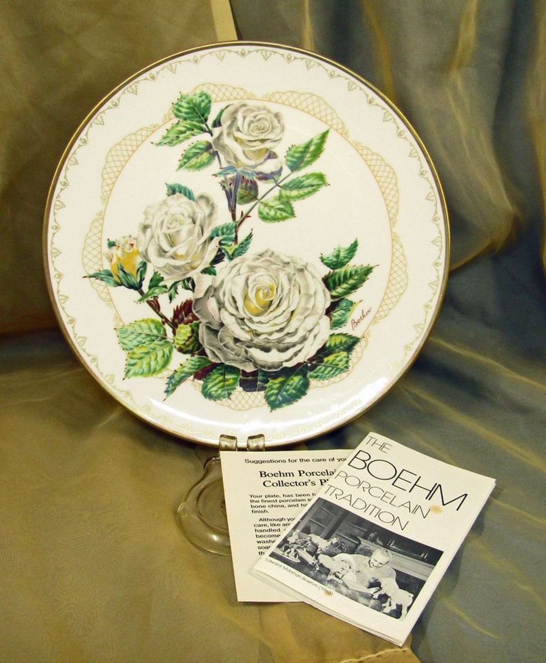 Boehm Porcelain China Roses 'white Lightenin' - Etsy