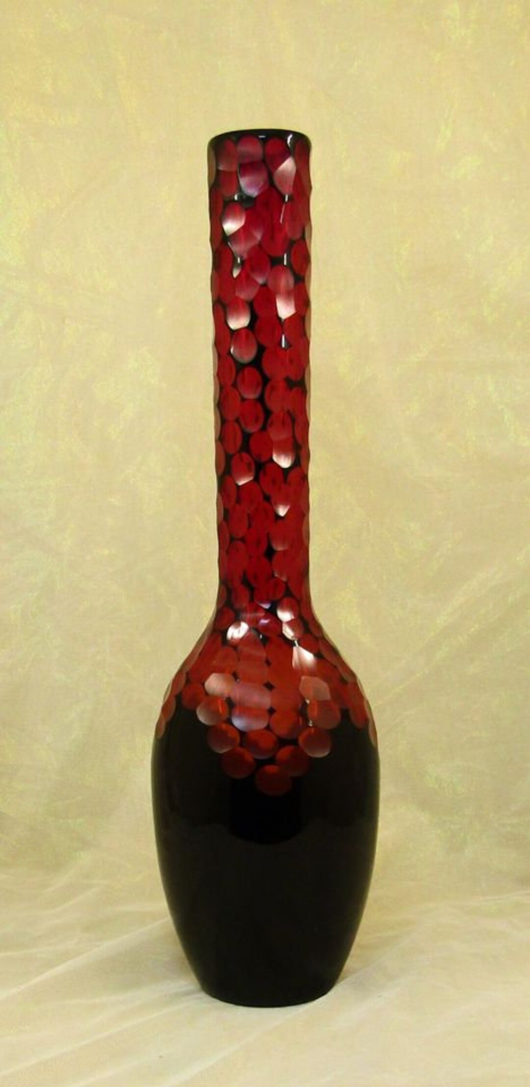 John-richard Tall Ruby Red Thumb Print Bottle Vase - Etsy