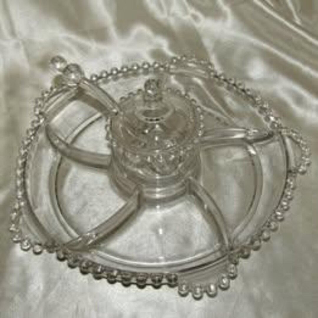 Candlewick Divided 5 Section Platter With Condiment Jar and Spoon - Etsy
