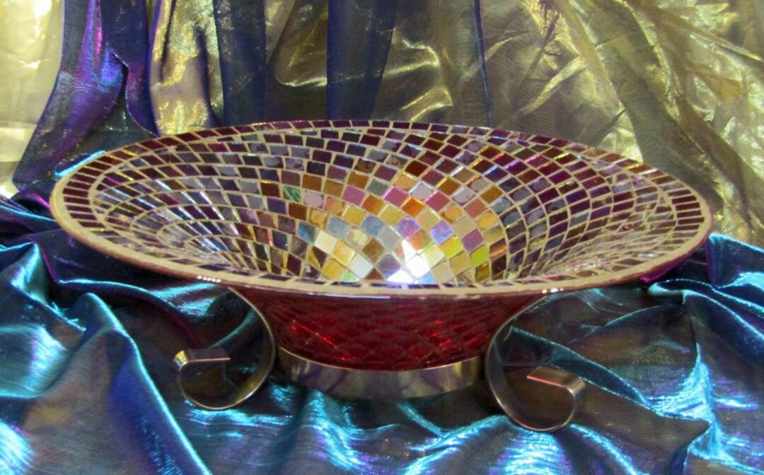 Mosaic Tile Centerpiece Bowl and Stand - Etsy