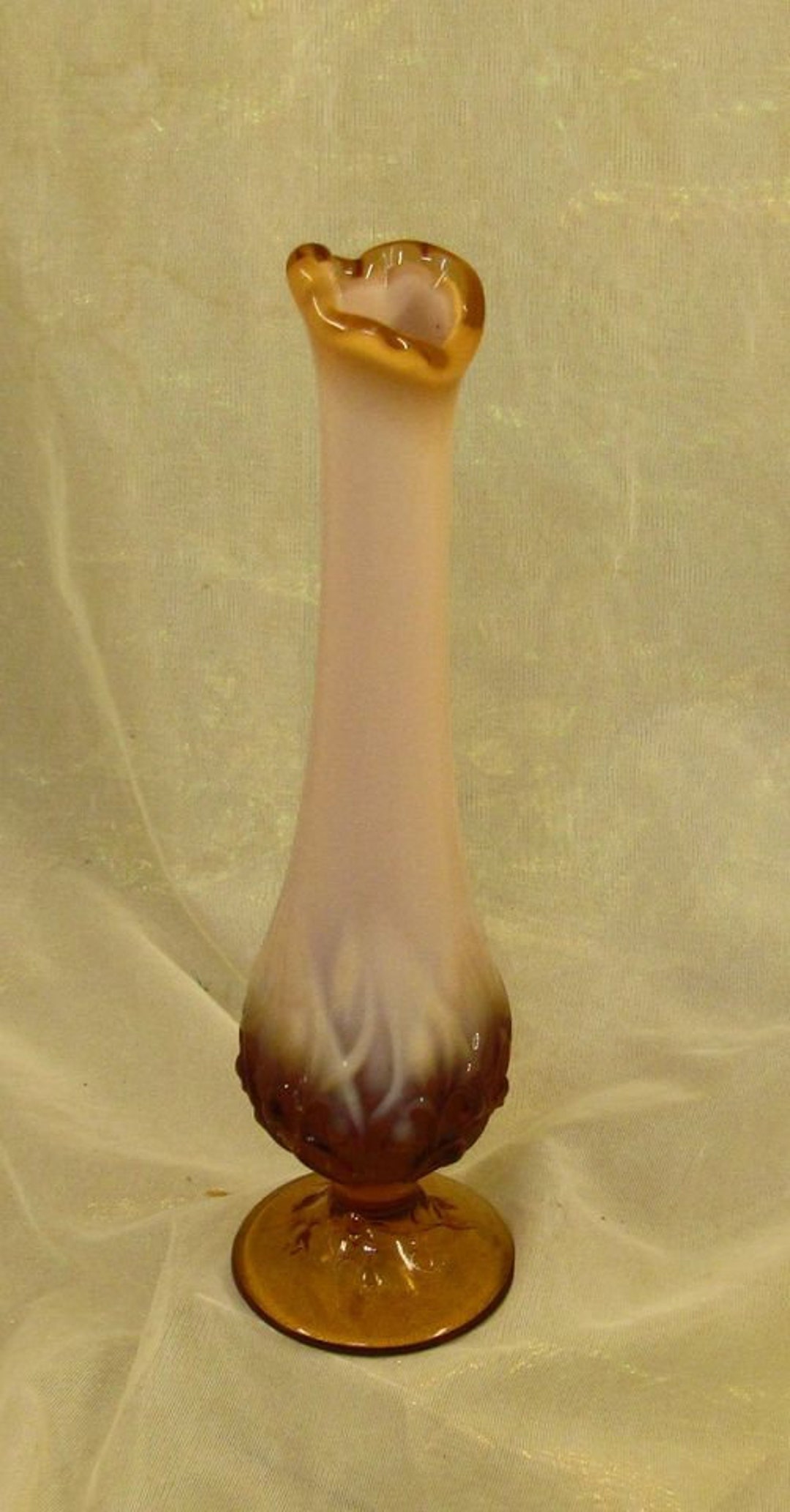 Vintage Fenton 'lily of the Valley' Opalescent Cameo Glass Vase - Etsy