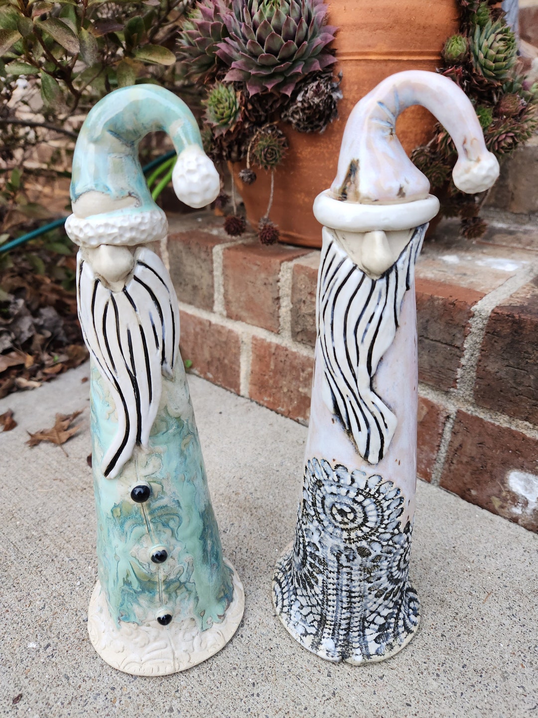 Hand Built Ceramic Santas Hand Sculpted Santas Contemporary - Etsy