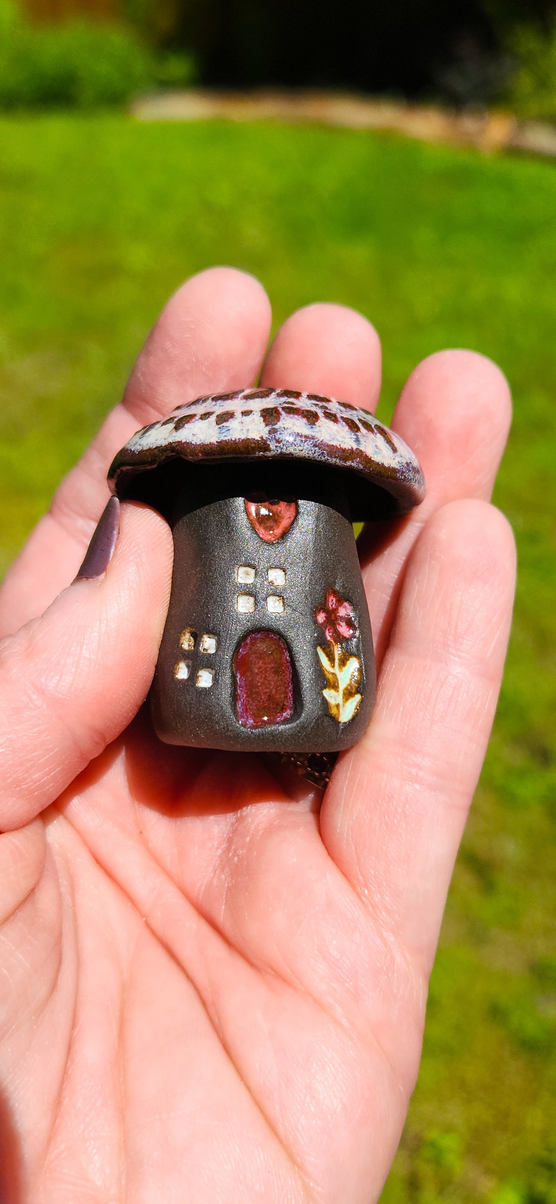 Ceramic Raspberry Mushroom House, Tiny House, Miniature House, Hand ...