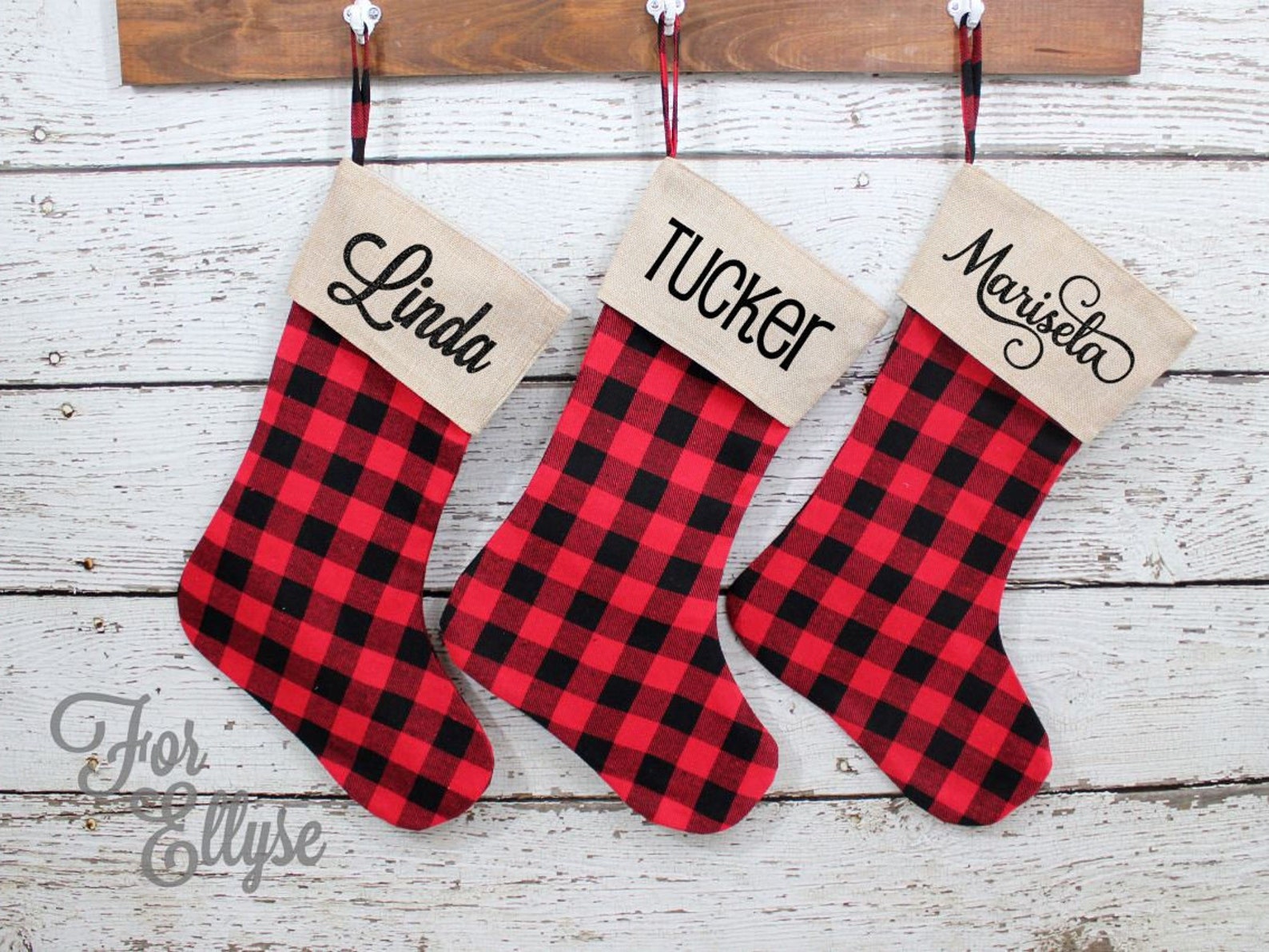 Buffalo Check Christmas Stocking Personalized Plaid Stocking - Etsy