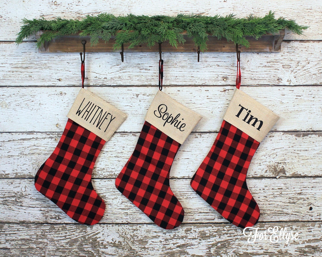 Buffalo Check Christmas Stocking - Personalized Plaid Stocking - Etsy