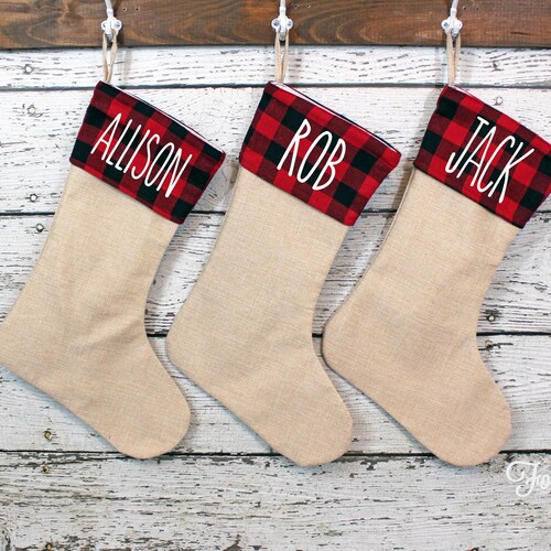 Buffalo Check Christmas Stocking Personalized Plaid Stocking - Etsy